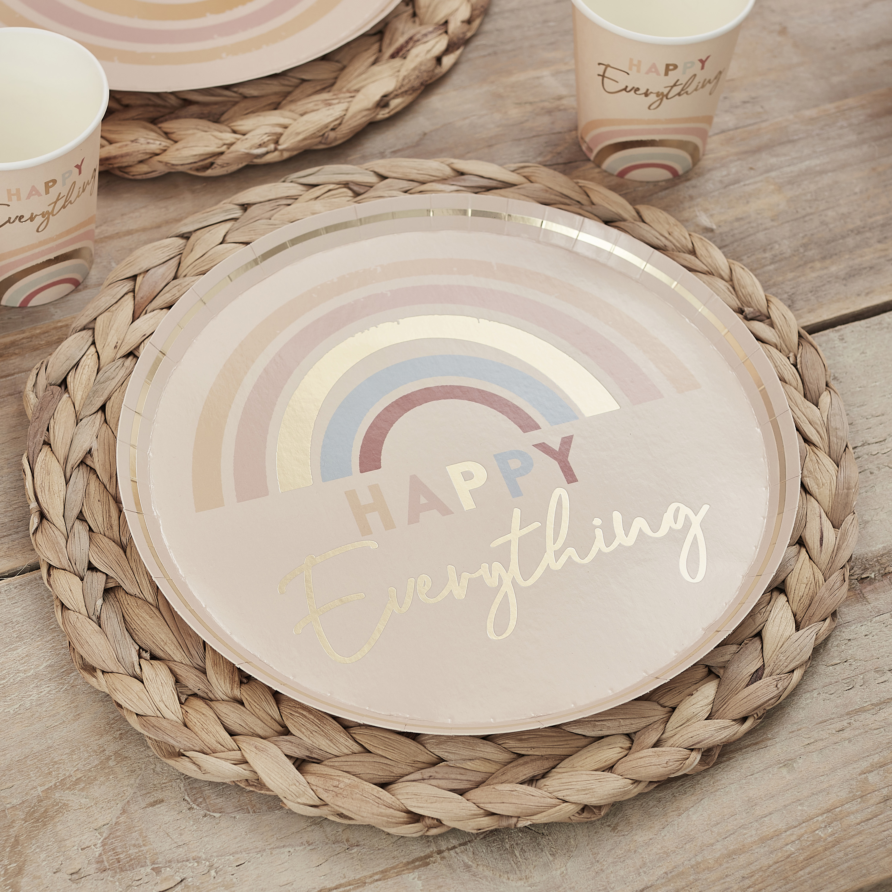 Happy Everything Natural Rainbow Plates | Ginger Ray
