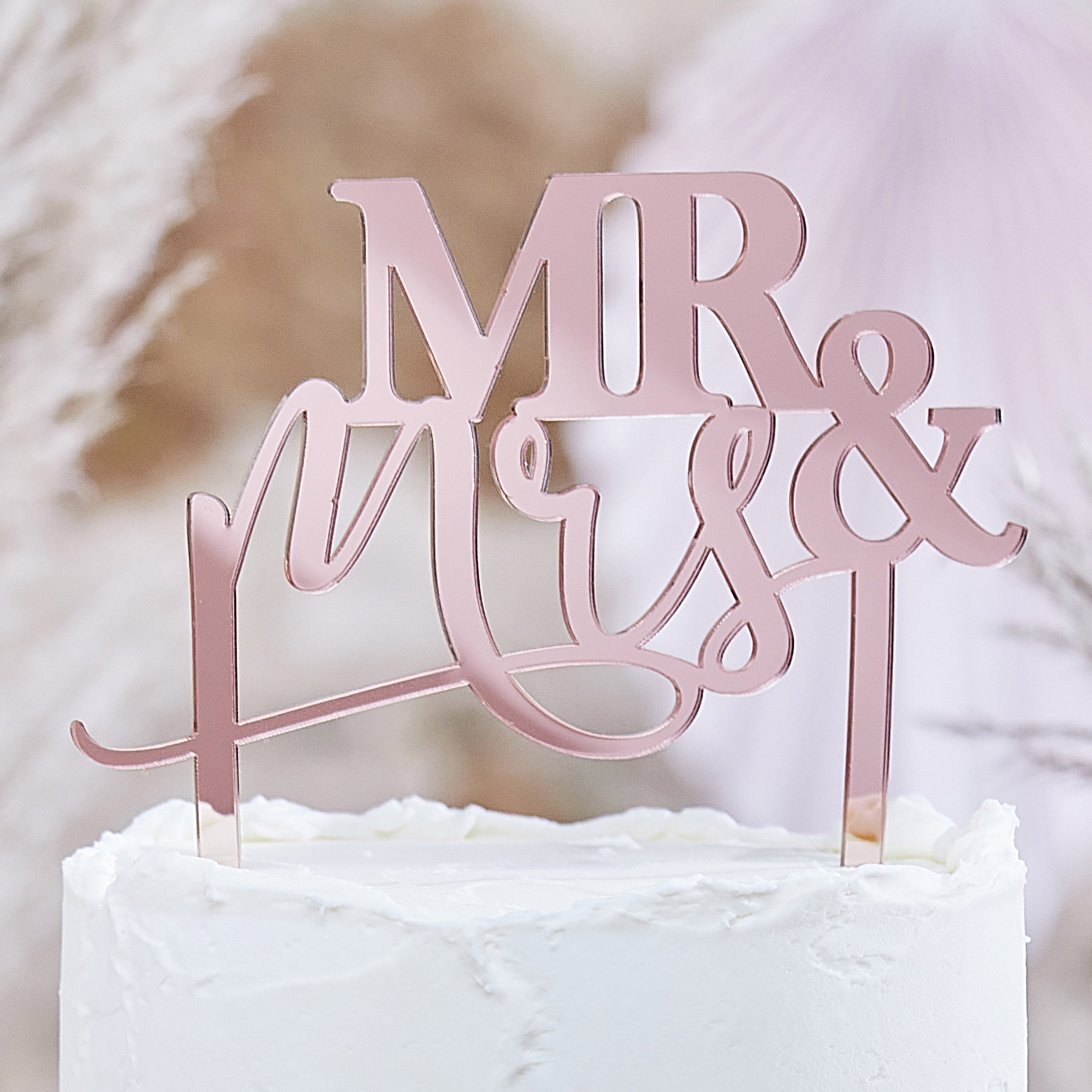 Mr and Mrs Rose Gold Acrylic Wedding Cake Topper | Ginger Ray