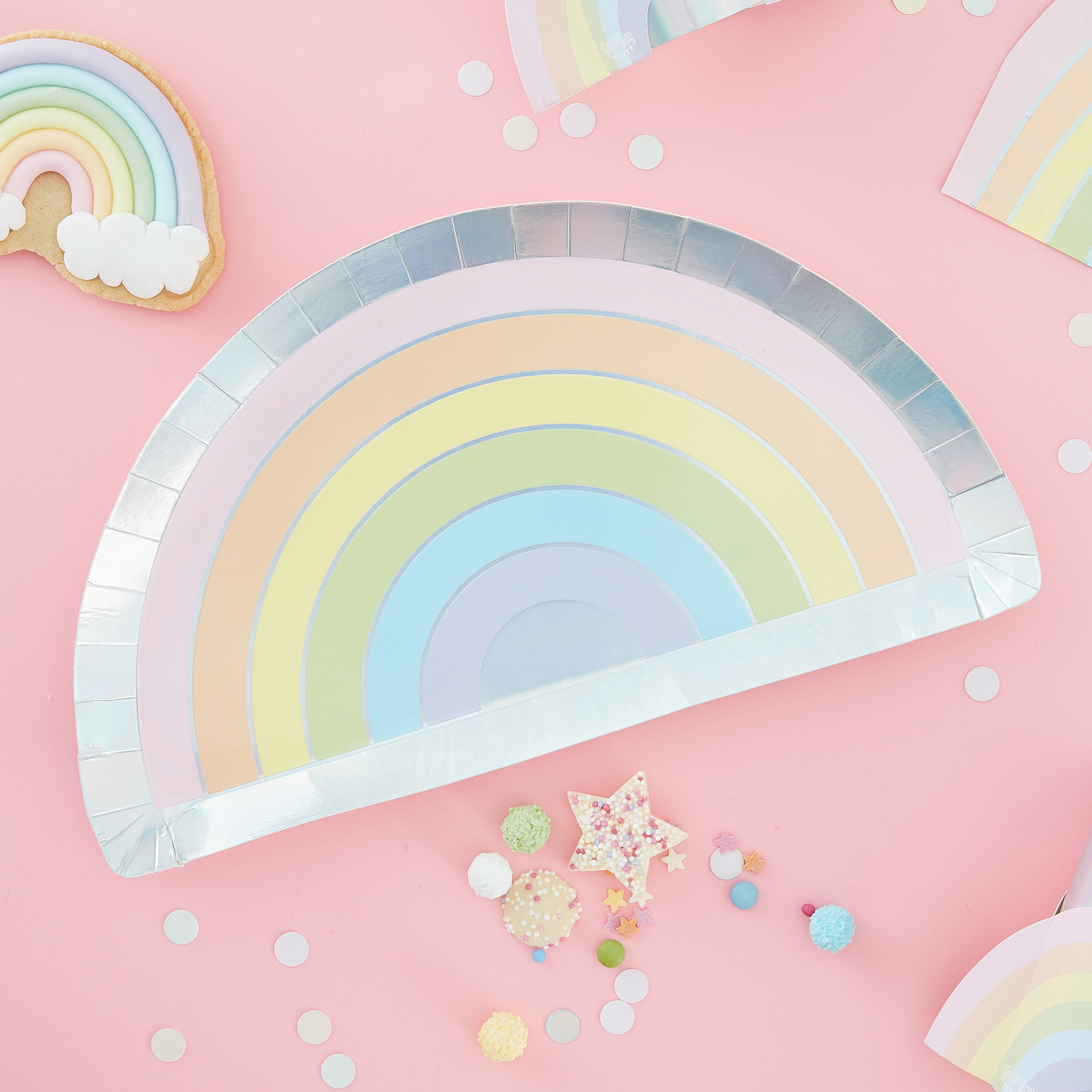 Pastel & Iridescent Rainbow Shaped Paper Plates | Ginger Ray | Ginger Ray