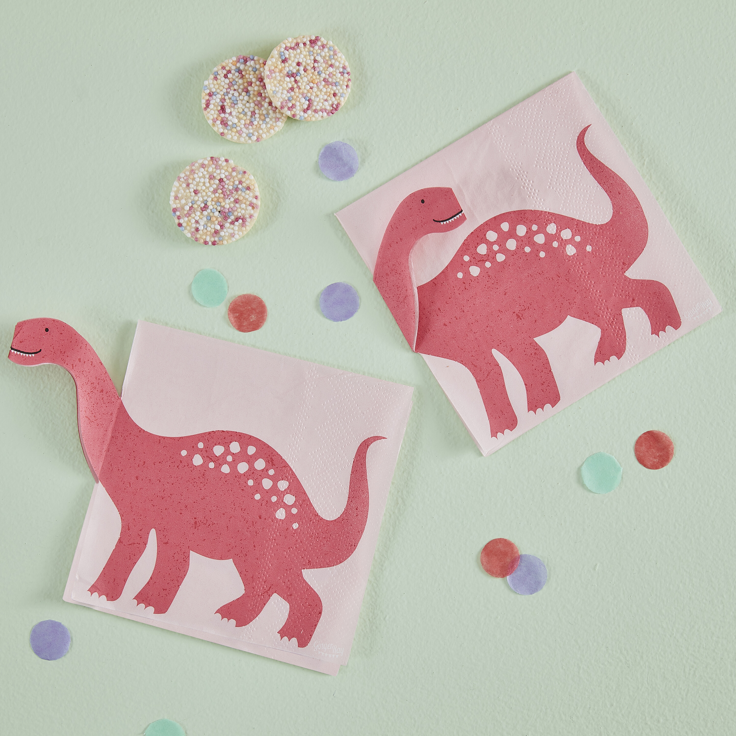 Pink Pop Out Dinosaur Paper Napkin Girl Dinosaur Party | Ginger Ray