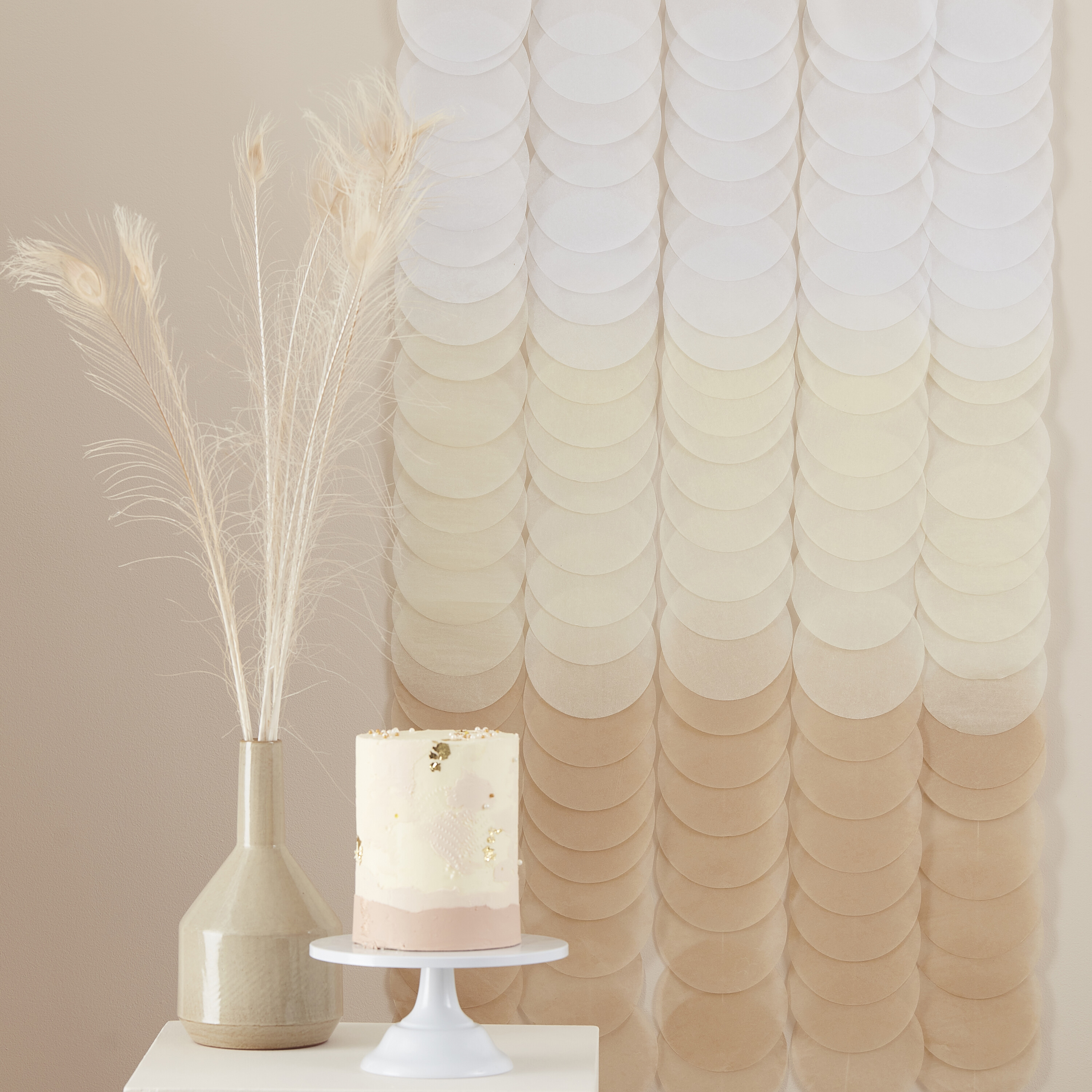 Neutral Ombre Tissue Paper Disc Party Backdrop | Ginger Ray