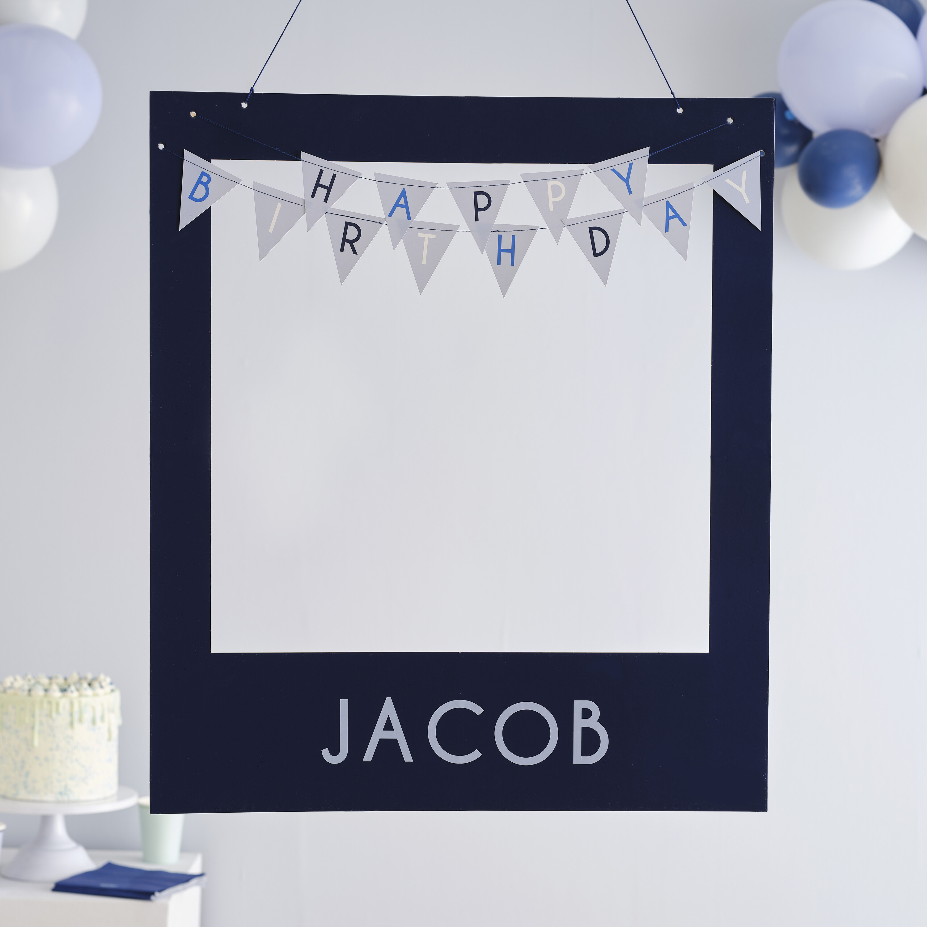 Customisable Blue Happy Birthday Photobooth Frame | Ginger Ray