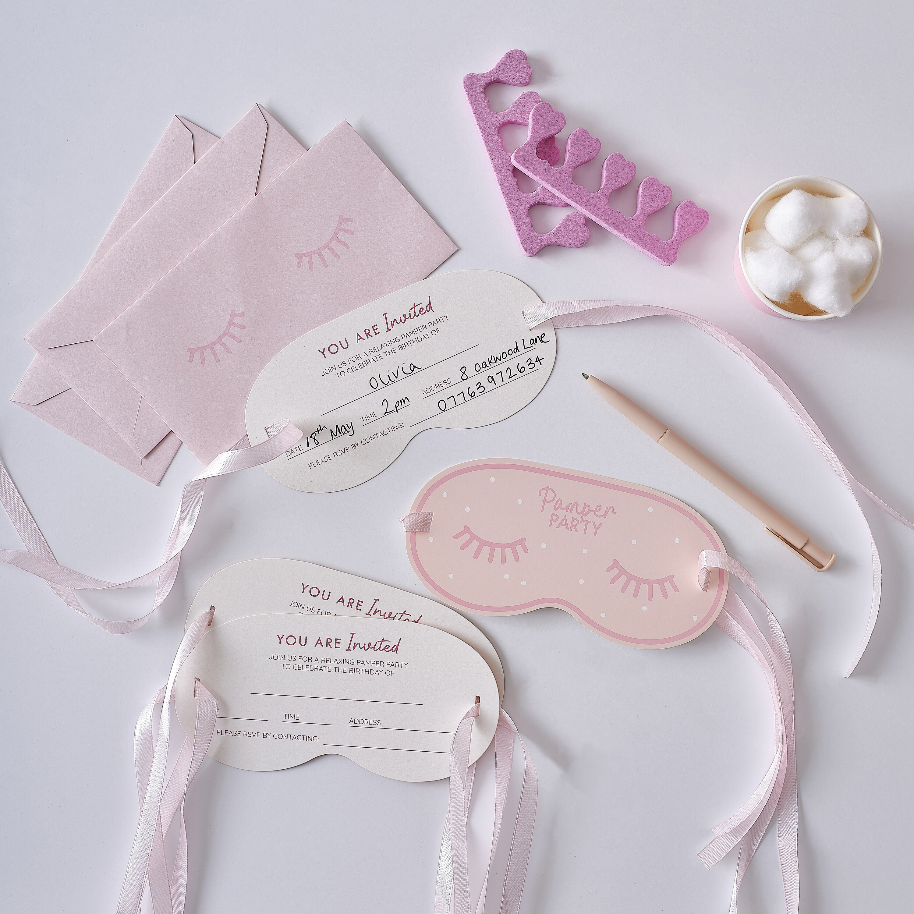 Eye Mask Shaped Pamper Party Invitations | Ginger Ray