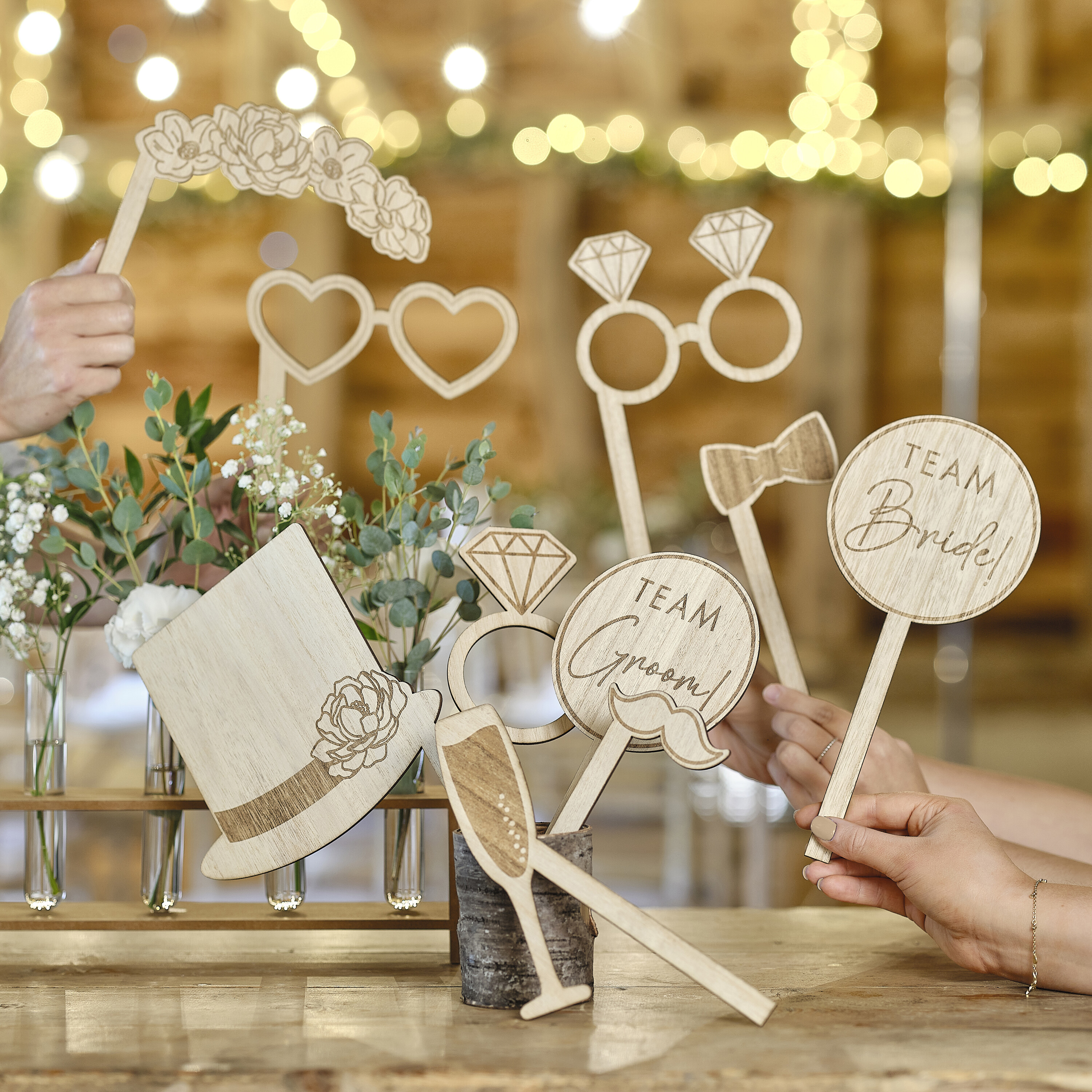 Wooden Wedding Photo Booth Props | Ginger Ray