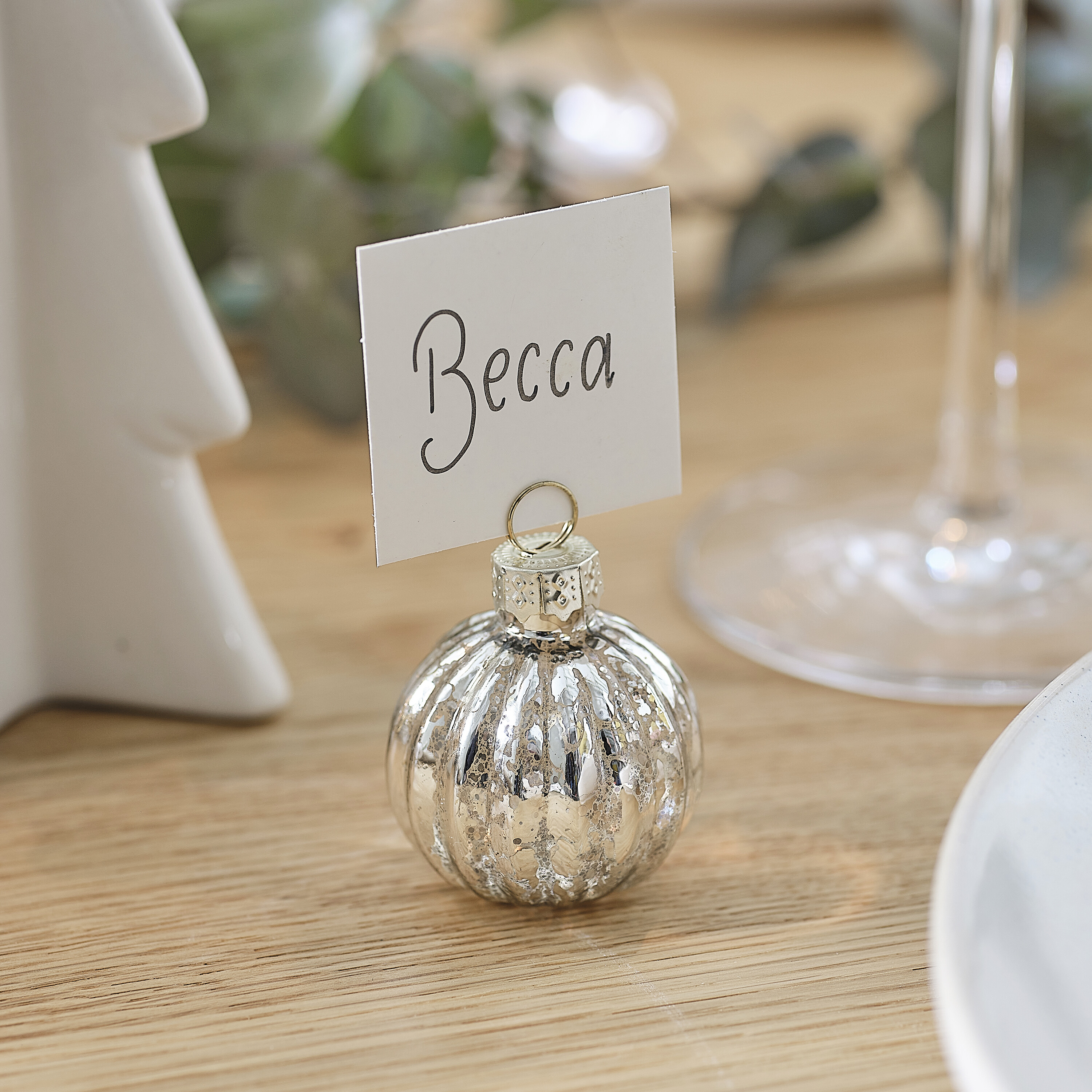 Silver Bauble Christmas Place Card Holders | Ginger Ray