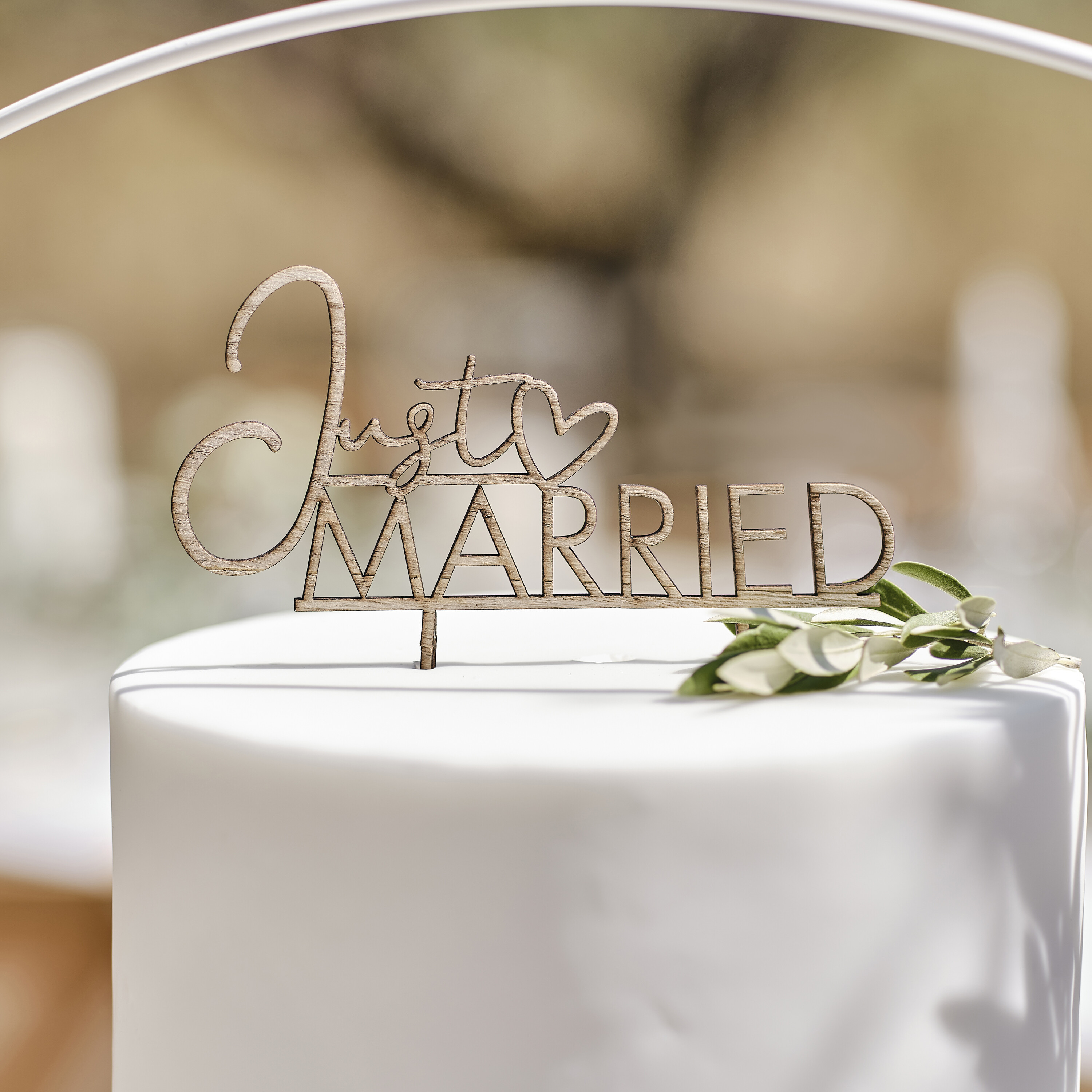 Wooden Just Married Wedding Cake Topper | Ginger Ray